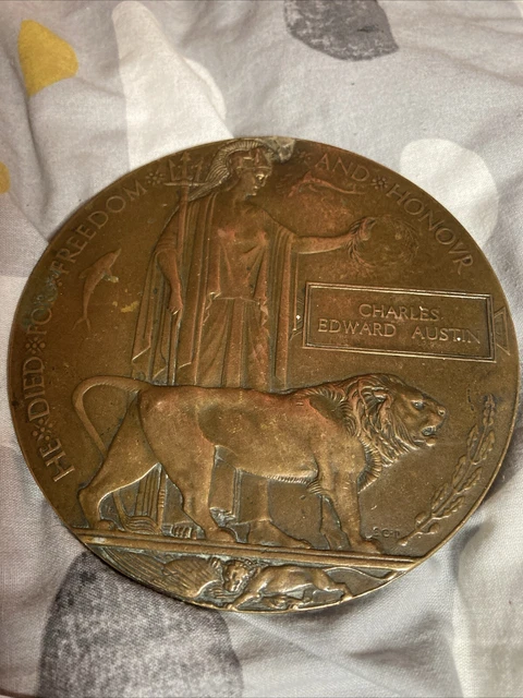 WW1 MEMORIAL PLAQUE Death Penny - CHARLES EDWARD AUSTIN £70.00 ...
