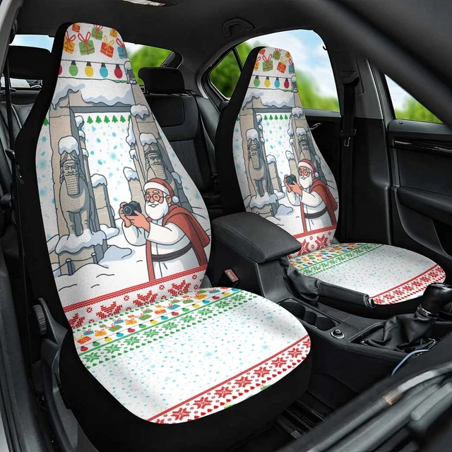 GAMBIA CHRISTMAS CAR Seat Cover With Santa Birds Gift Boxes Forest ...