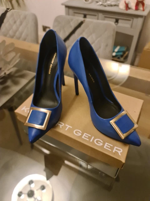 Kurt Geiger High Heels 6 Stunning Blue Leather Shoes 💙 See Bag Cost £139 £4500 Picclick Uk