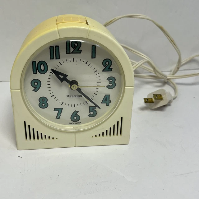 VINTAGE MCM WESTCLOX USA Alarm Clock Electric Teal Numbers Model 22470 ...