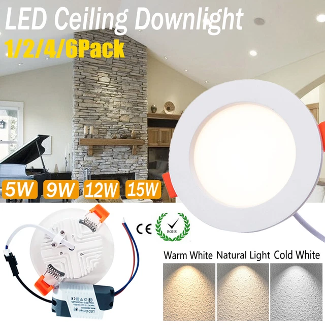 5/9/12/15W LED DOWN Lights AC85-265V Recessed Ceiling Flat Panel Disk ...