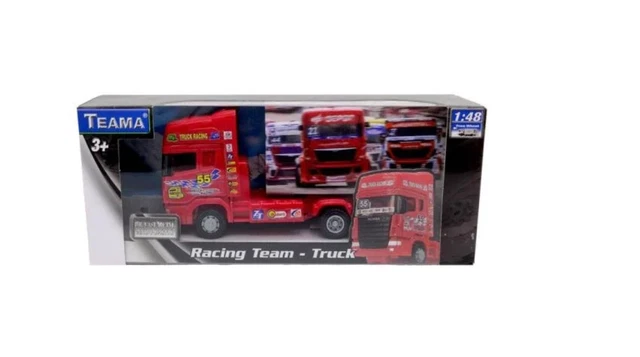 1 CAR RACING Team Car Truck Scania Model Diecast Red Teama Toy 1:48 ...