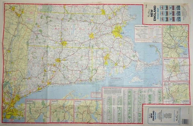 TRAVEL VISION NEW England Road Map with Inset Maps Boston Hartford ...
