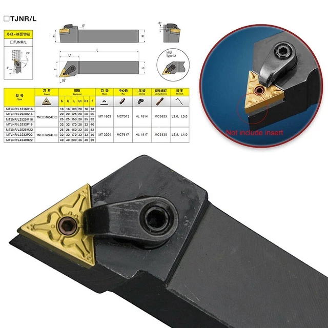 PORTE-OUTIL EN ACIER au carbone MTJNL 1616H16 pour tour longue durée TNMG1604 EUR 25,06 ...