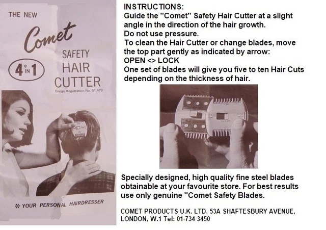 1960'S COMET 4IN1 SAFETY HAIR CUTTER RAZOR (CUTS TRIMS GROOMING SHAVE ...
