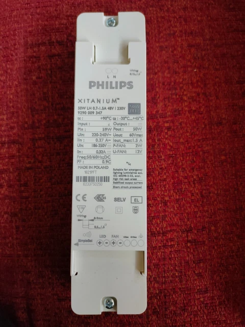 PHILIPS XITANIUM LED driver 50w LH 0.7-1.5A 48V 1 230V 12NC=9290 009 ...