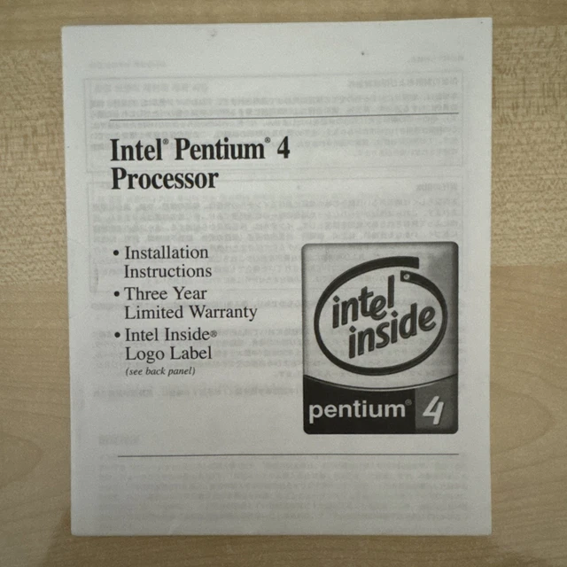 MANUALE ORIGINALE INTEL Pentium 4 + Logo Intel Inside autentico EUR 15 ...