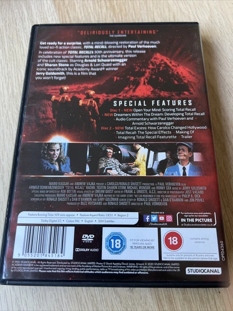 TOTAL RECALL DVD (2020) Arnold Schwarzenegger, Verhoeven (DIR) cert 18 ...