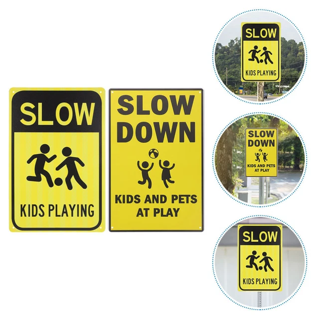 2PCS STREET SIGNS Road Attention Signs Kids Play Caution Sign Road Sign ...