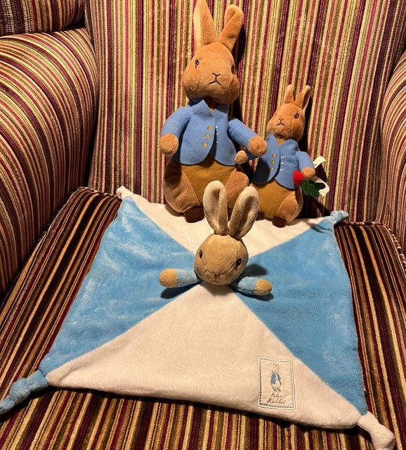 PETER RABBIT COMFORT Blanket and two peter rabbit plush soft toys £15. ...