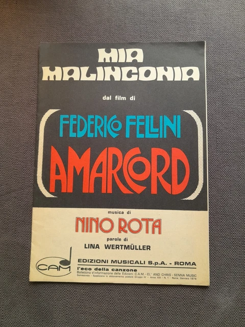 SPARTITO MUSICALE FILM Amarcord Federico Fellini EUR 12,00 - PicClick IT