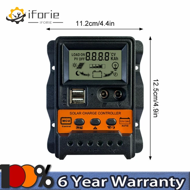 ADJUSTABLE 12V/24V 20A PWM Solar Panel Battery Regulator Dual USB LCD ...