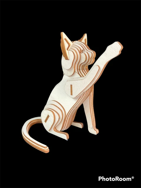 LASER CUT WOODEN Cat 3D Model/Puzzle Kit £18.99 - PicClick UK
