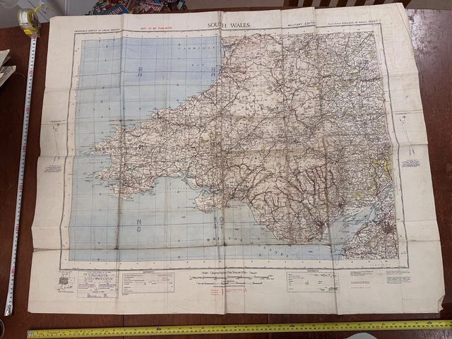 ORIGINAL WW2 BRITISH Army RAF Navy Base Map of South Wales - Swansea ...