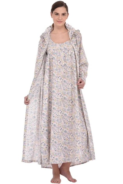 PRINTED PLUS SIZE Long Nightdress/Housecoat Set | Cotton Lane £77.95 ...