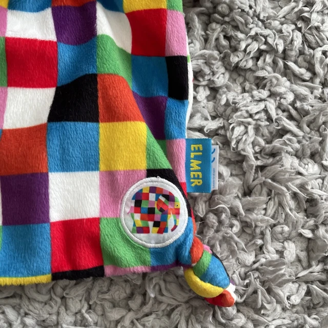 RAINBOW DESIGNS ELMER The Elephant Comfort Blanket Rattle Plush Soft ...