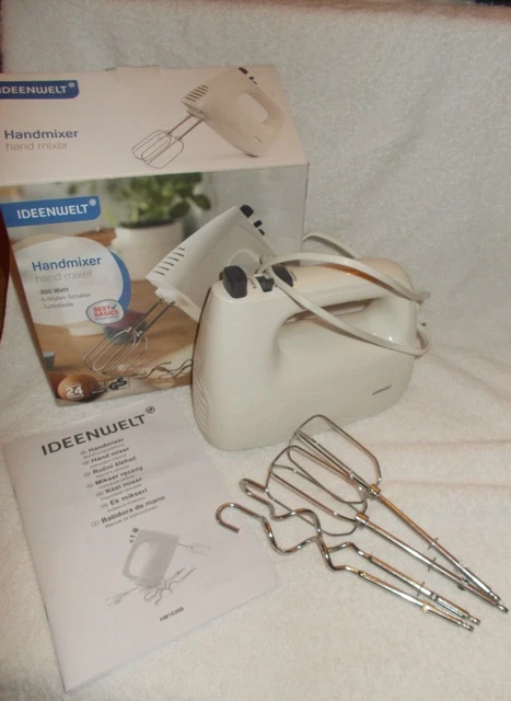 IDEENWELT ELEKTR HANDMIXER mixer 300 watt 5 stufen rührbesen knethaken ...
