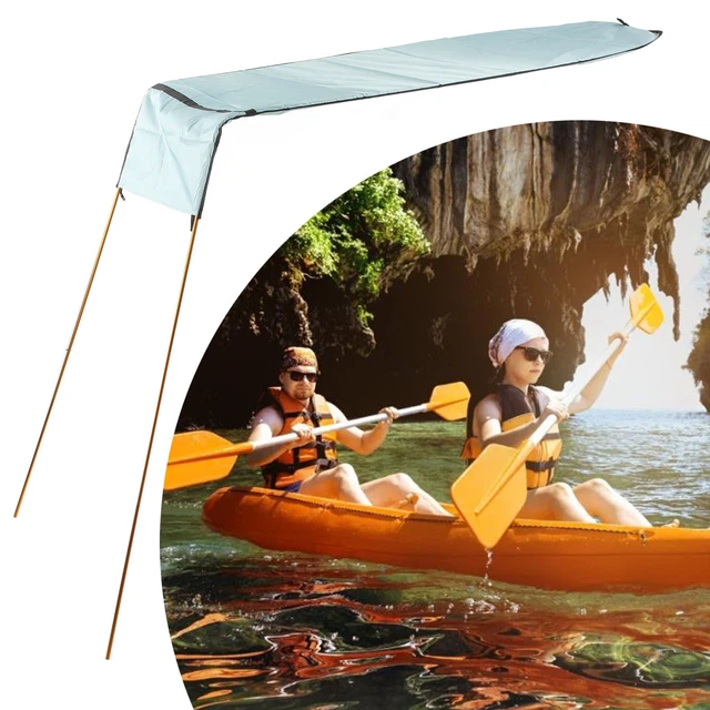 (LIGHT BLUE)KAYAK SHADE Canopy Portable Foldable Boat Awning Set Kayak ...