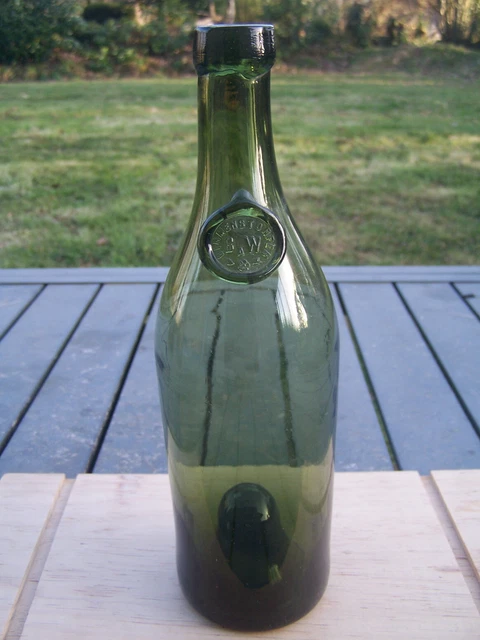 BOUTEILLE ANCIENNE VERRE soufflé cachet BaW Birmenstorfer antique seal ...
