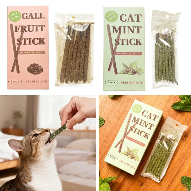 6PCS CATNIP CAT Sticks Natural Matatabi Silvervine Chew Toy Teeth ...