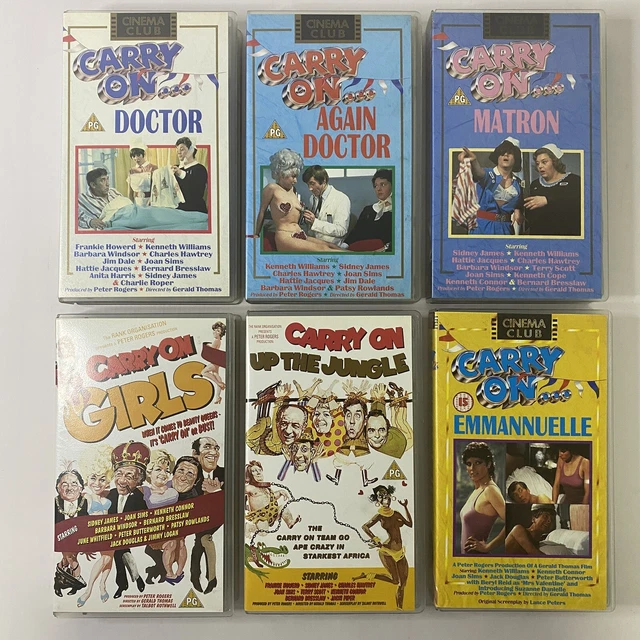6X CARRY ON Films VHS Emmannulle Girls Matron Again Doctor Up The ...