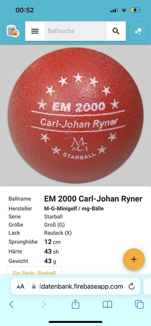 MG STARBALL EM 2000 Carl Johan Ryner GX Minigolfball EUR 20,00 ...