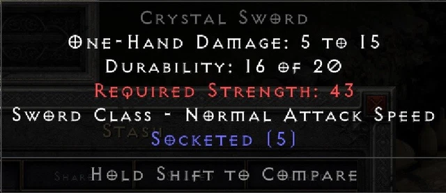 DIABLO 2 RESURRECTED 5 Socket Crystal Sword Base 💥 Softcore D2R D2 PC ...