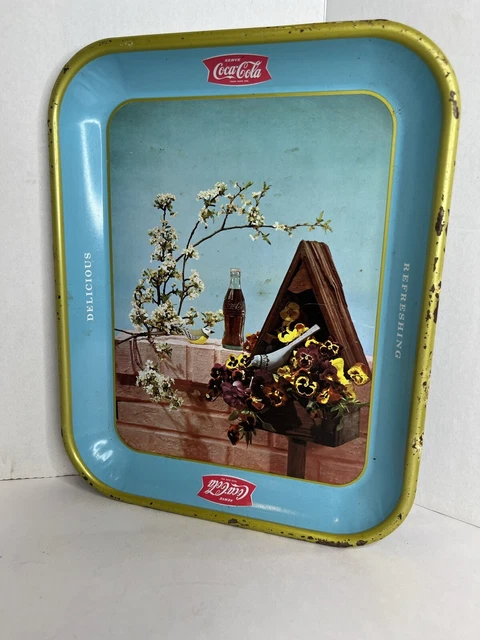 ORIGINAL 1957 COCA-COLA BIRD HOUSE metal serving tray CANADA $45.00 ...