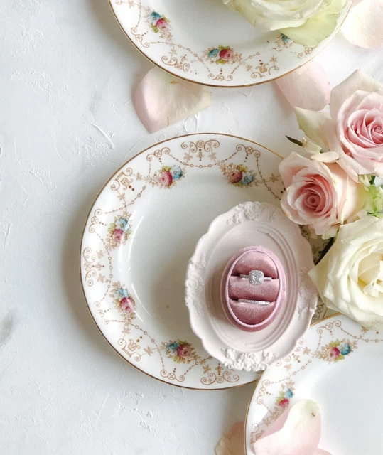 NEW VELVET DOUBLE Ring Box Dusky Pink Wedding Photography Flatlay ...