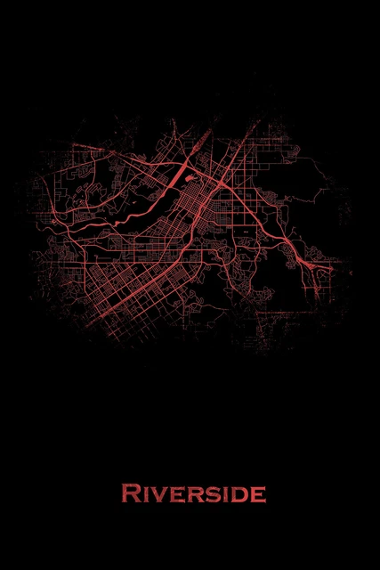 RIVERSIDE, CALIFORNIA, USA Map "Red Splatter" - Art Print Poster Gift £ ...