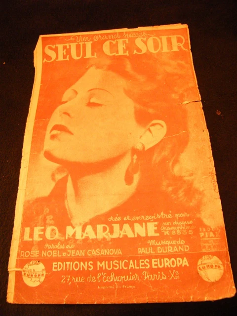 PARTITURA SOLO QUESTA Sera Léo Marjane Foglio Musicale EUR 17,35 ...