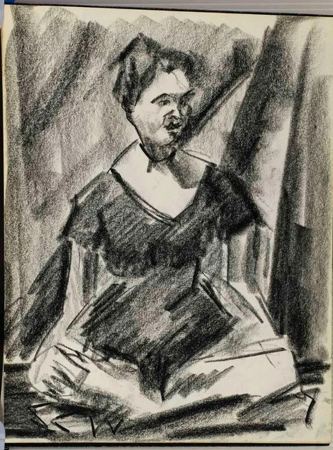 VINTAGE GRAPHITE PENCIL Drawing on Paper Mid Century Woman tob £63.90 ...