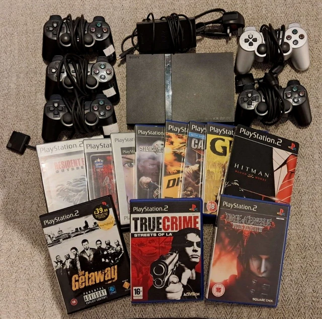 PLAYSTATION 2 PS2 Slim Console Black + Controllers + Memory Card + 11 ...