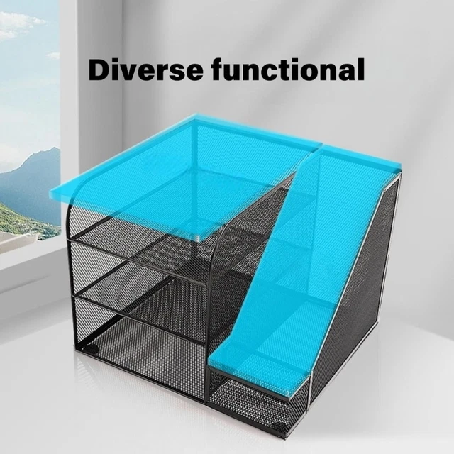 MULTIFUNCTIONAL 3-TIERED METAL File Tray Organiser Desktop Document ...