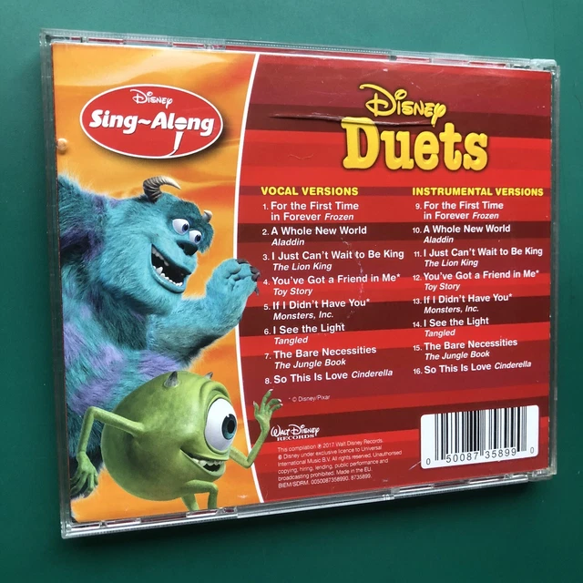 DISNEY DUETS ANIMATED Film Soundtrack Sing-Along CD Monsters Inc Toy ...