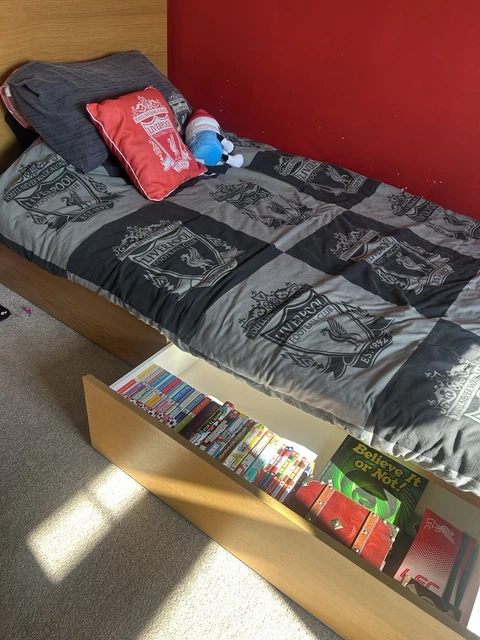 IKEA MALM SINGLE Bed Frame Oak Colour with 2 Drawers £42.32 - PicClick UK