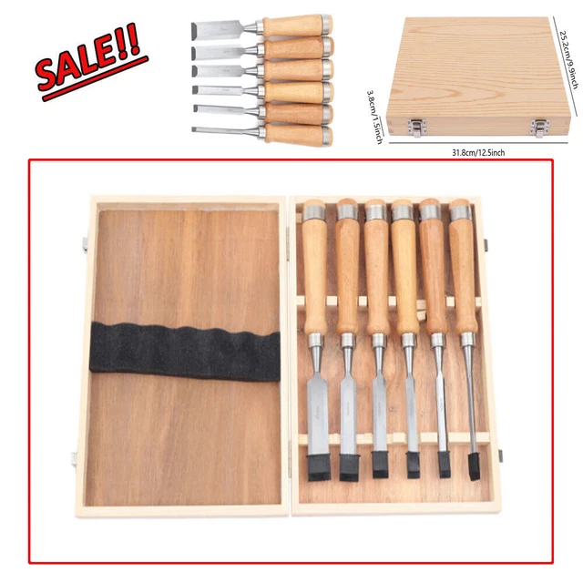 6 PIECE WOOD Carving Chisel Set With Toolbox Wood Working Crafts $26.00 ...
