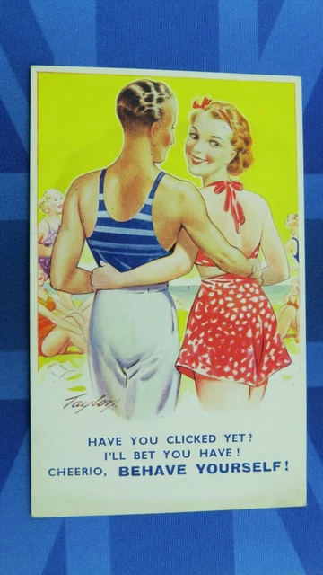 Risque Bamforth Comic Postcard 1930s Beach Bathing Beauty Have You