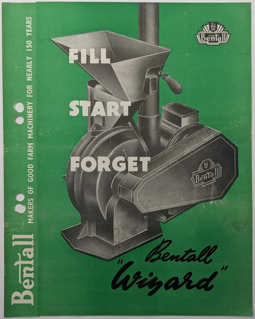 VINTAGE BENTALL WIZARD Automatic Grain Mill Brochure, UK Market, c 1950 ...