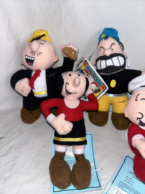 5 VINTAGE 1999 CVS Stuffins Popeye, Brutus, Wimpy, Olive Oyl Plush Key ...