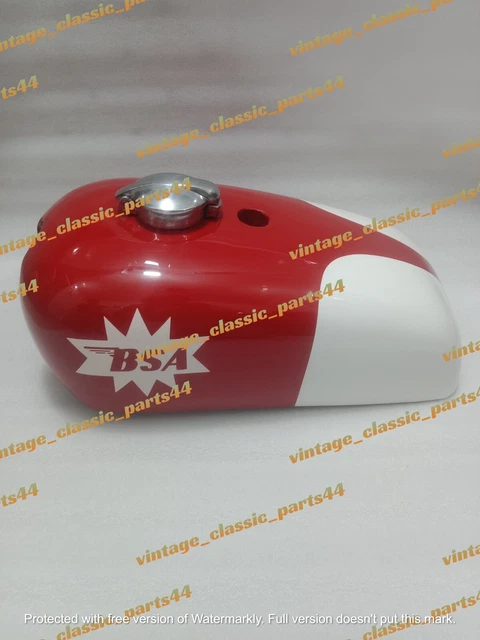 BSA A65 SPITFIRE Hornet 2 Gallon Red And White Painted Petrol Tank With ...