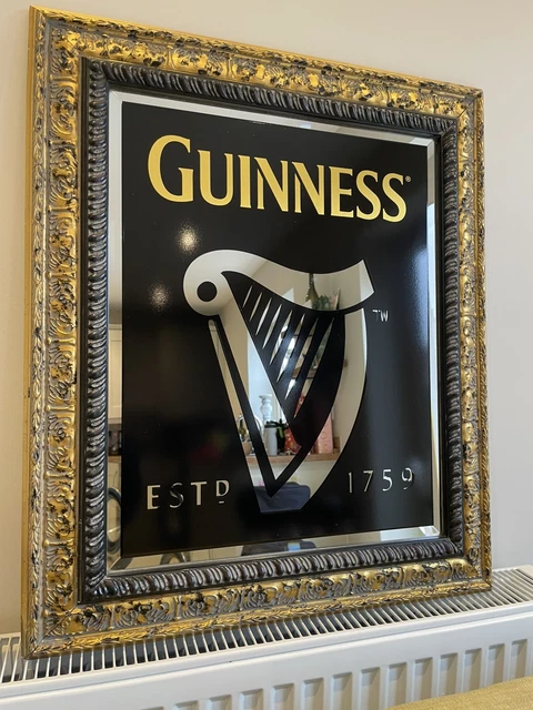 GUINNESS REGAL MIRROR Veneer Gilt Frame Mirror Pub Collectible Wall Art ...