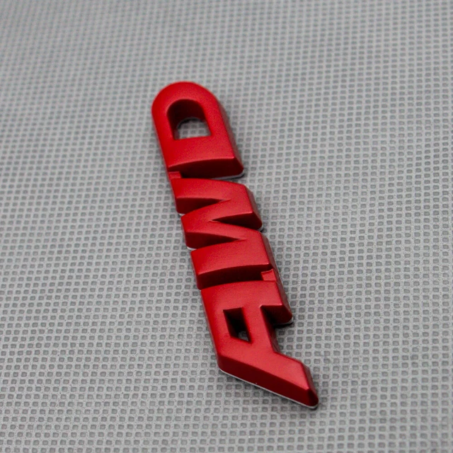 RED METAL CAR Body Side AWD Off Road Sticker Rear All Wheel Drive Badge ...