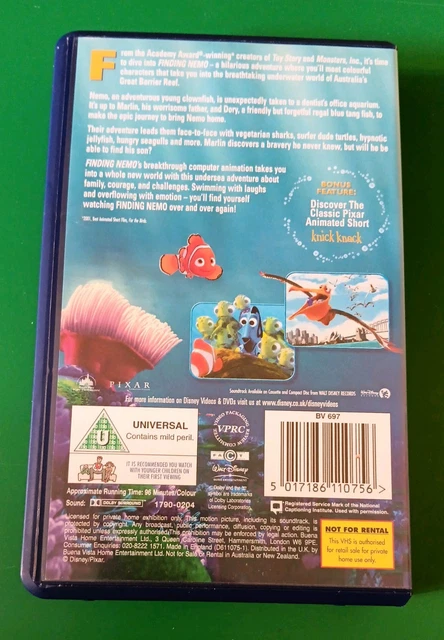 FINDING NEMO VHS Disney Pixar Fish Movie Kids Family Children Video ...