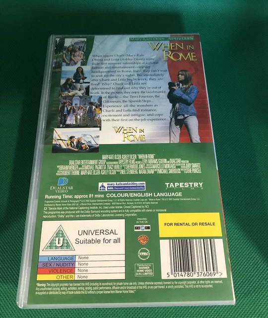 VHS TAPE WHEN In Rome Olsen Twins 2002 U See Photos £10.50 - PicClick UK