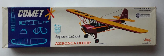 COMET AERONCA CHIEF Rubber Powered Model Aircraft Kit 54" Wingspan £0. ...