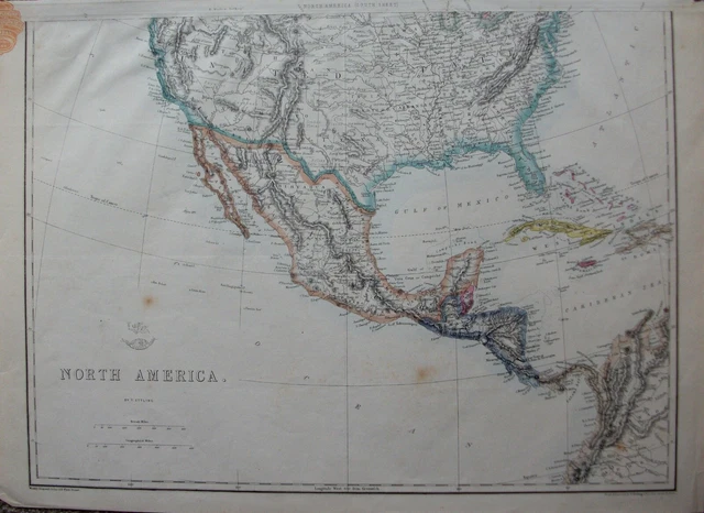 NORTH AMERICA 1860 MAP of UNITED STATES MAP LARGE SIZE GOOD CONDITION ...
