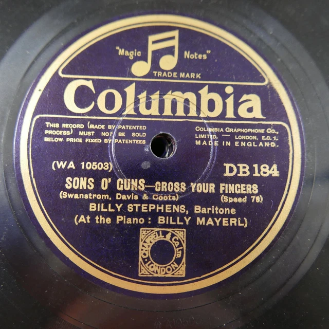 78 RPM BILLY STEPHENS & BILLY MAYERL cross your fingers / why , DB 184 ...
