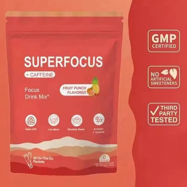 SUPERFOCUS FRUIT PUNCH Drink Mix 20 Packets - Mental Alertness Support ...