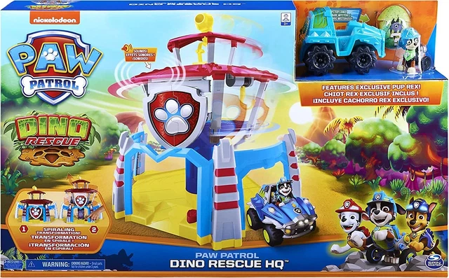 PAW PATROL DINO Rescue HQ Lookout Tower + Dinosaur + Rex + Vehicle ...